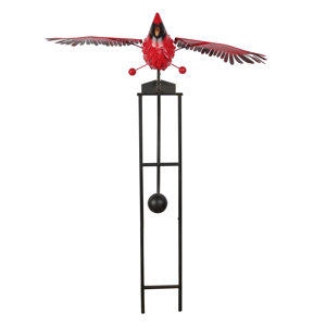 Arlmont & Co. 56"H Metal Rocking Cardinal Stake for Garden, Patio ...