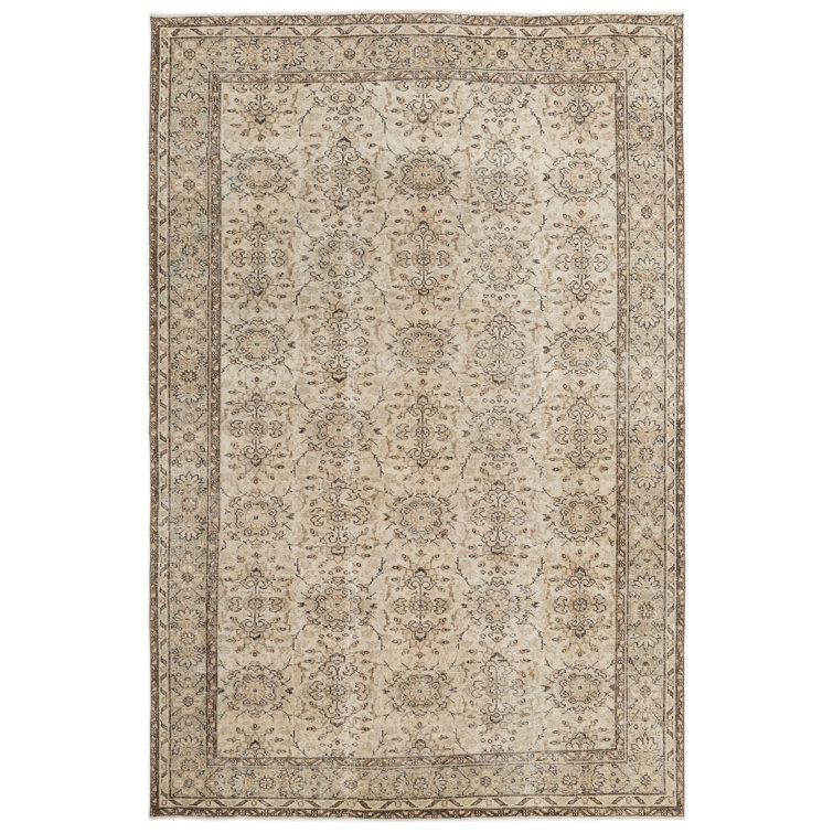 Hargun Atina Vintage Hand Woven Hand Knotted 187 X 278 Beige Area Rug ...