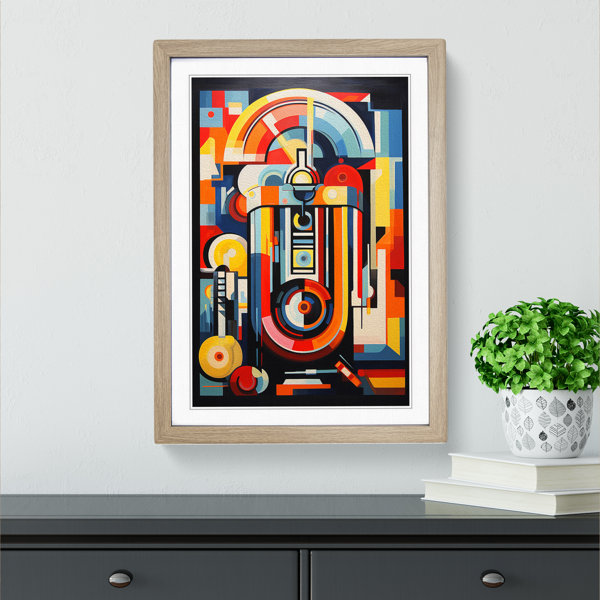 Metro Lane Jukebox Orphism - Single Picture Frame Print on Wood ...