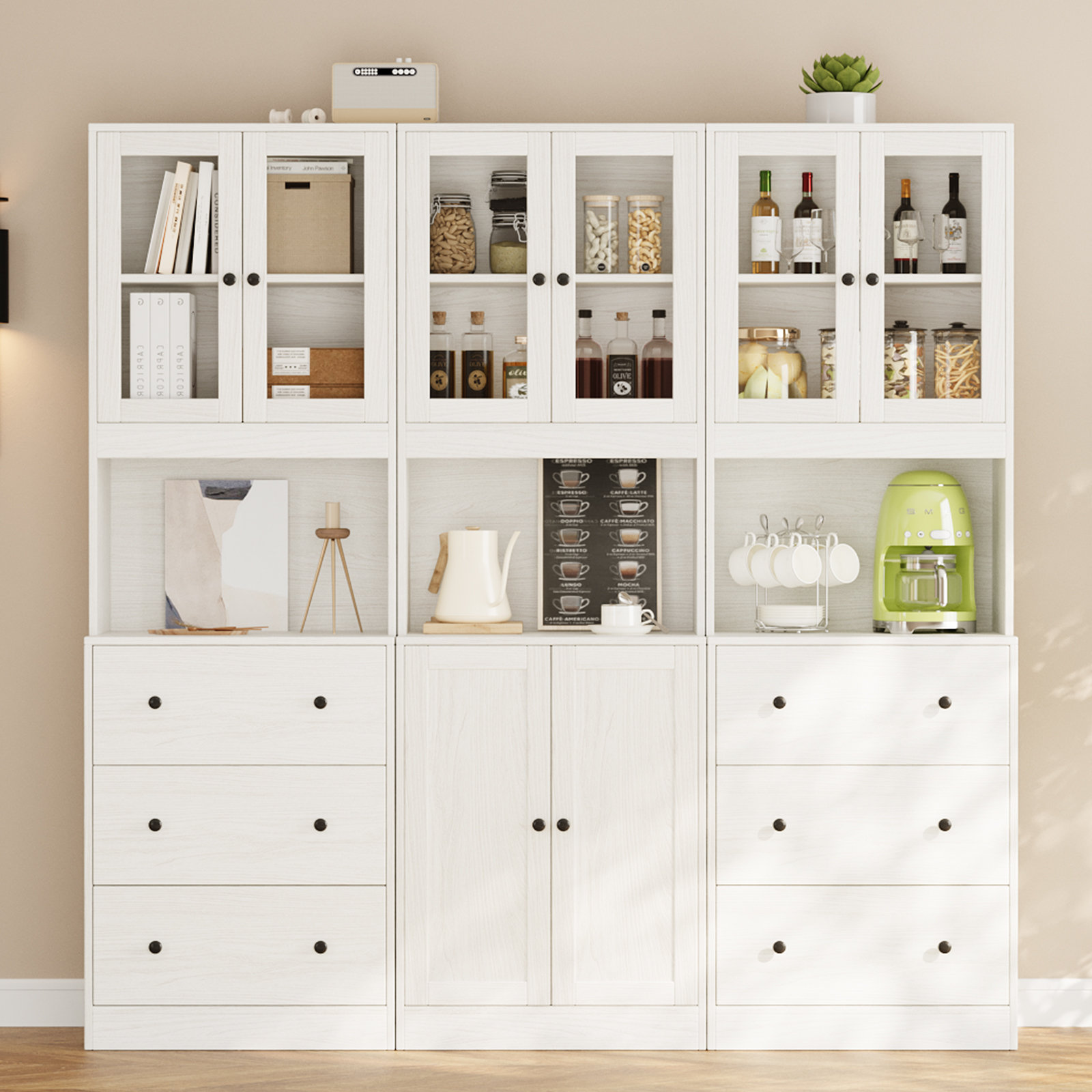 Latitude Run® White Book Cabinet Storage Bookcase, 5-Tier Modern ...