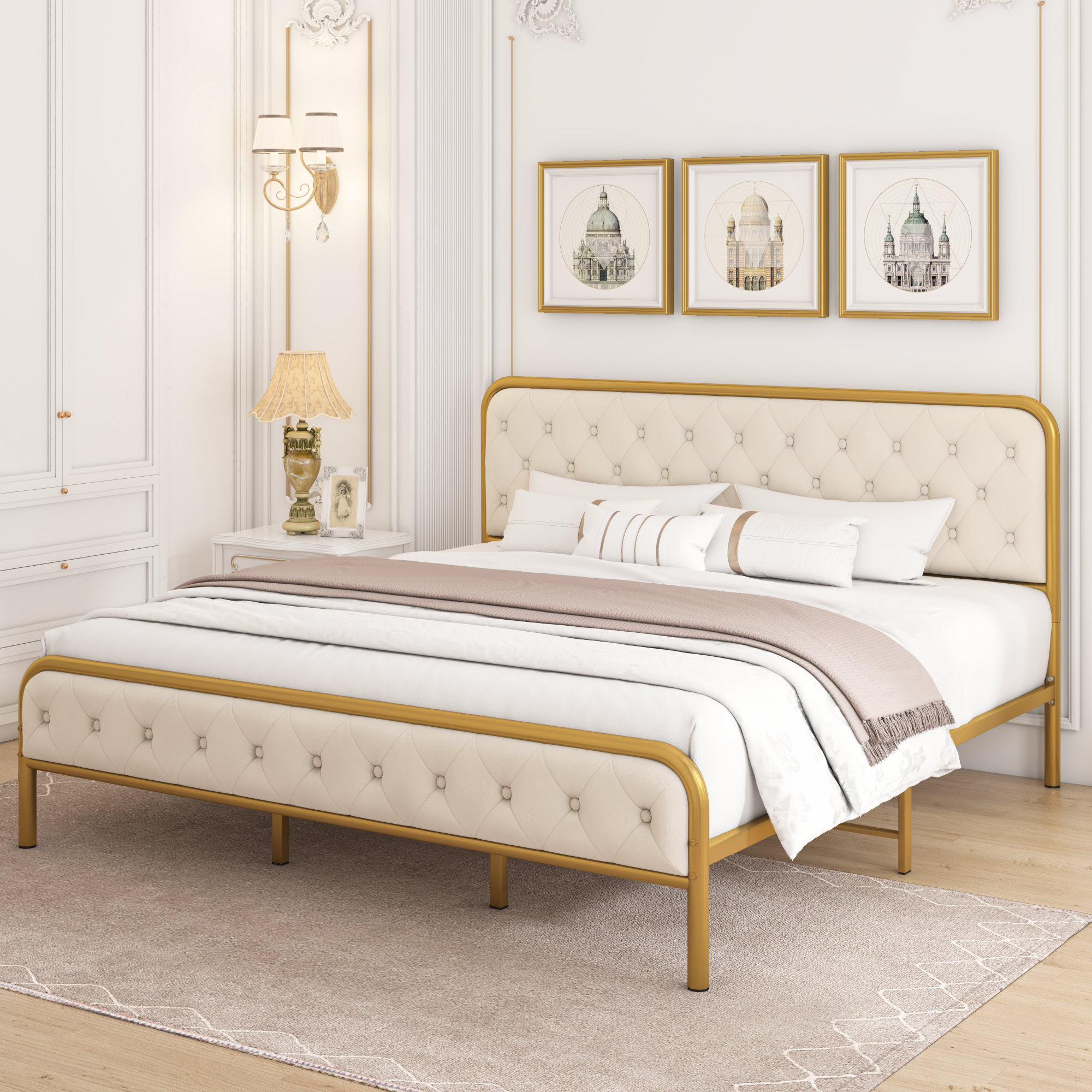 Everly Quinn Demi-Louise Velvet Upholstered Luxury Platform Bed ...