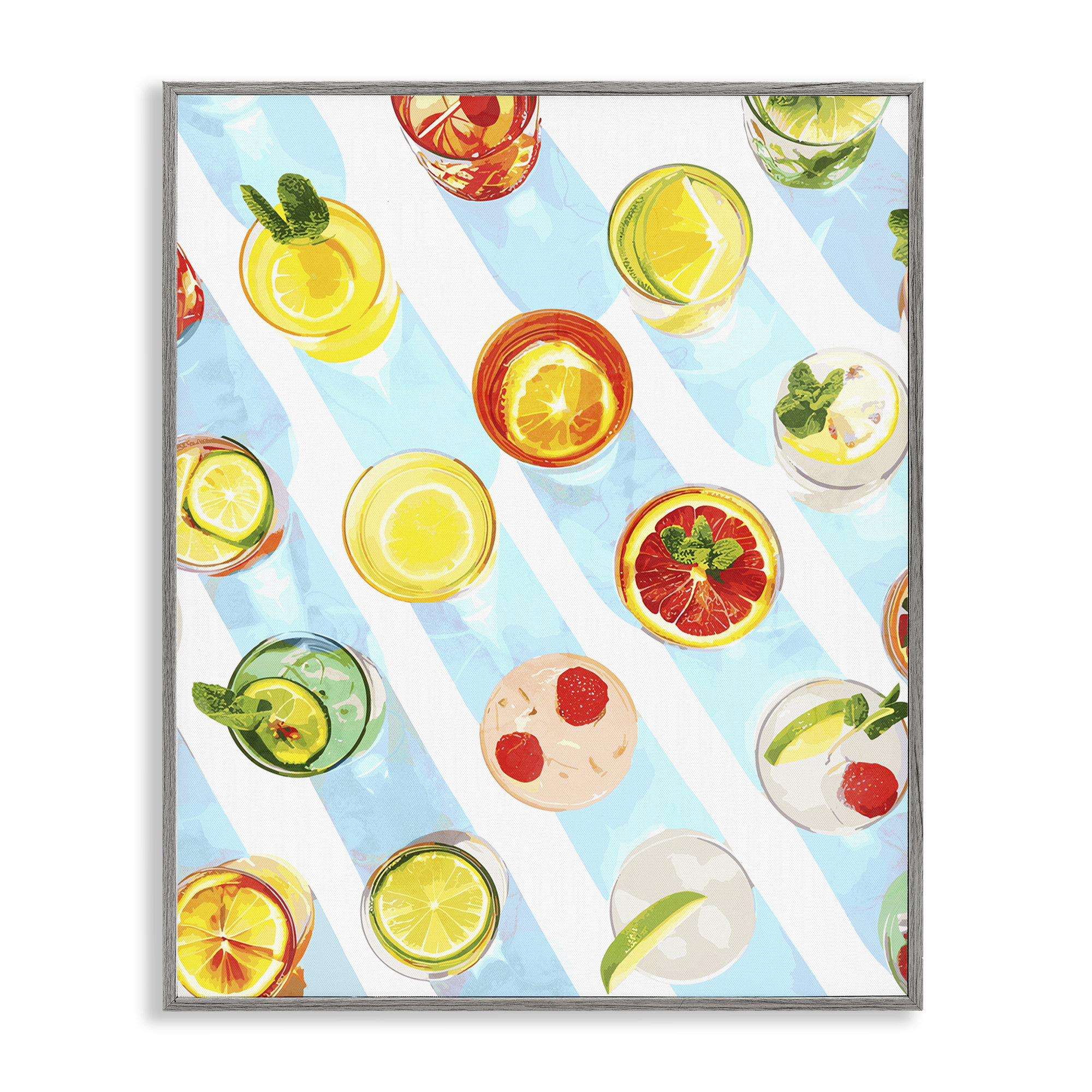 Ebern Designs Aerial View Cocktails Framed Giclee Art by Daphne ...