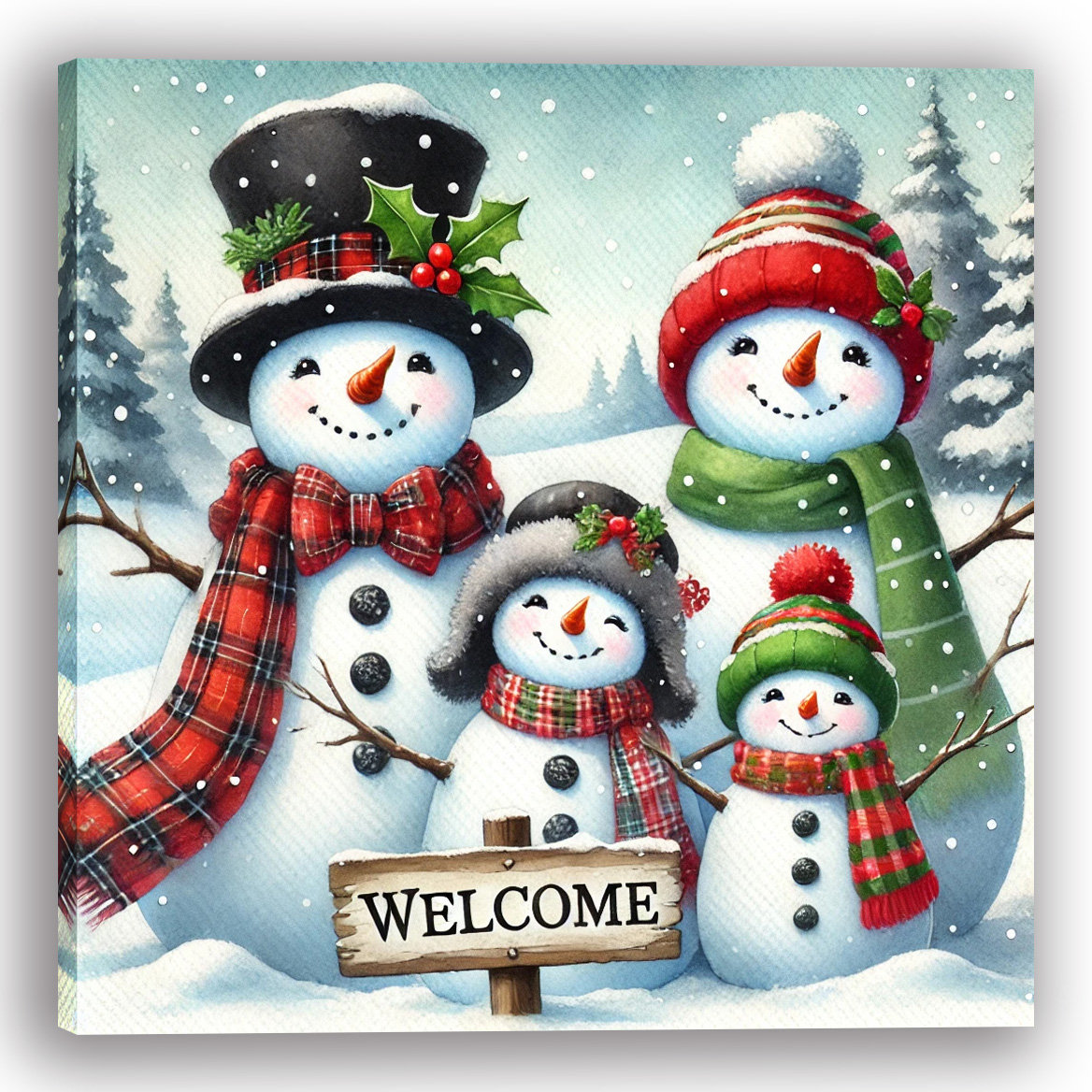 Ophelia & Co. Snowy Welcome: Delightful Snowman Family Canvas Wall Art ...