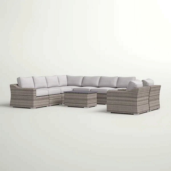 Rosecliff Heights Fully Assembled Wicker Patio Sofa Set With Cushions ...