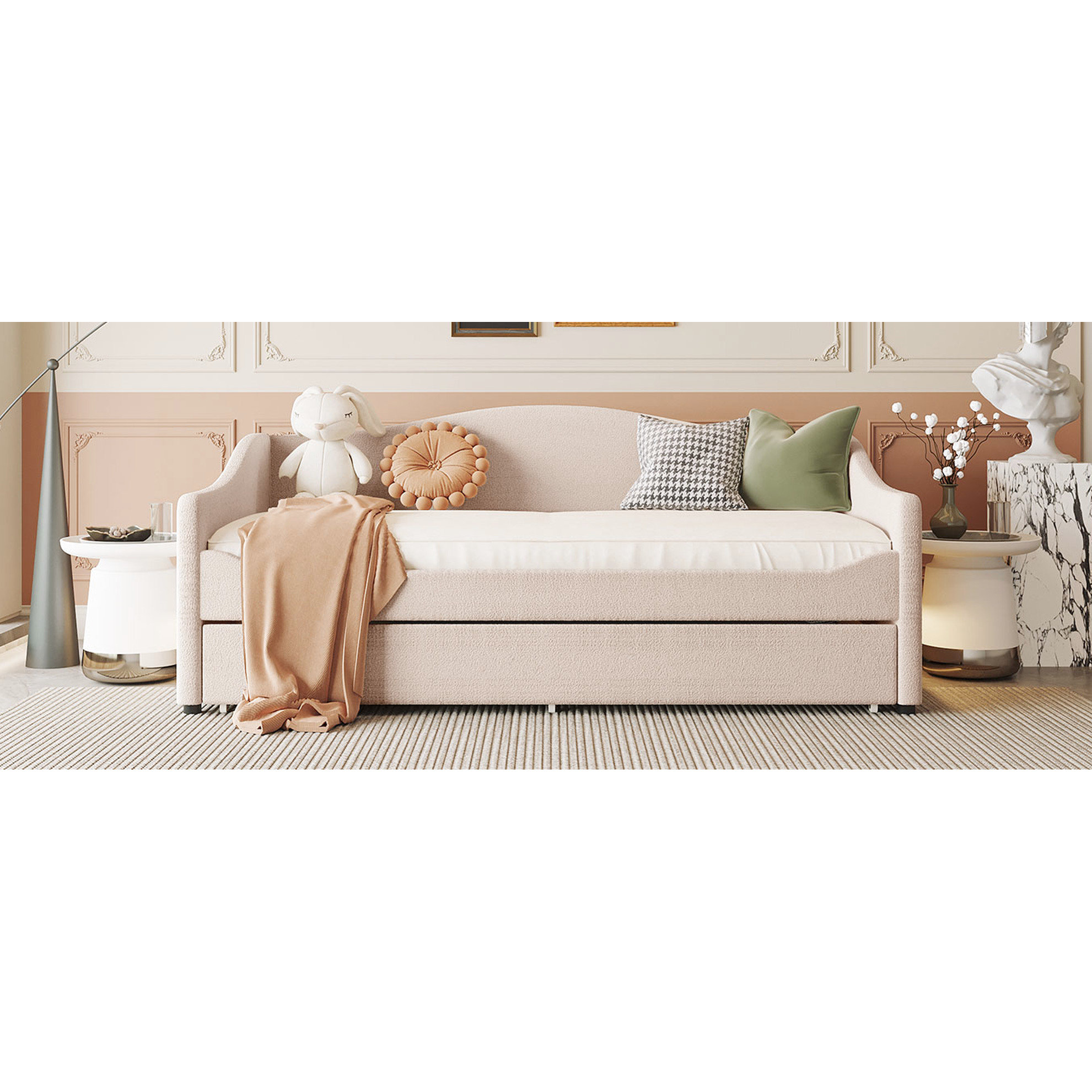 Lark Manor™ Fleece Upholstered Daybed With And Trundle - A Comfortable ...