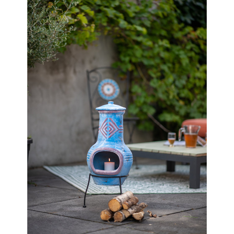 Latitude Vive Calon 68Cm H x 31Cm W Clay Wood Burning Outdoor Chiminea ...