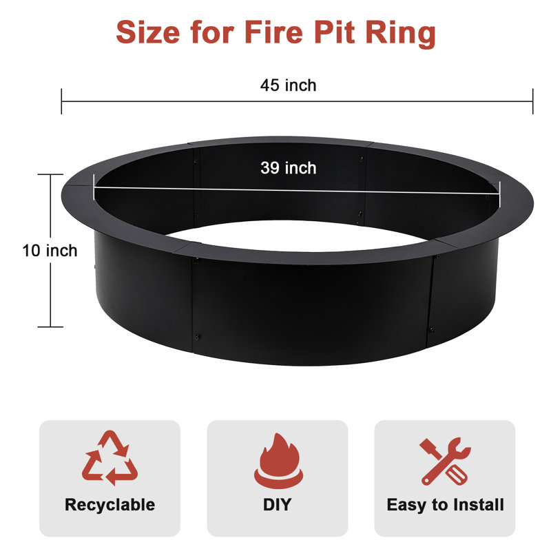 Fashionwu Fire Pit Ring Outer/30 Inch Inner Diameter, 10 Inch Height ...