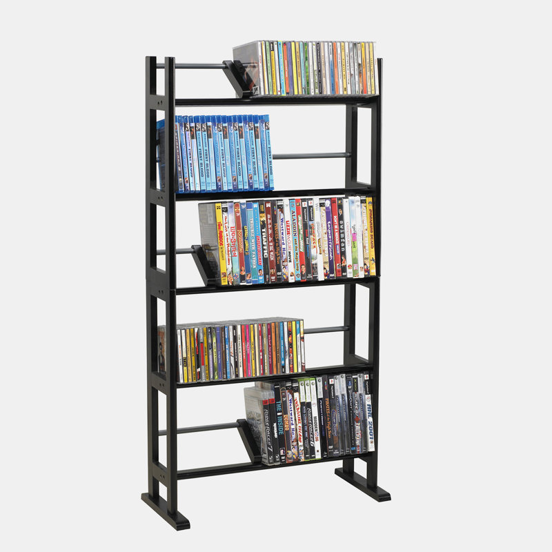 Latitude Run® Media Storage Rack With Sliding Dividers In Espresso ...