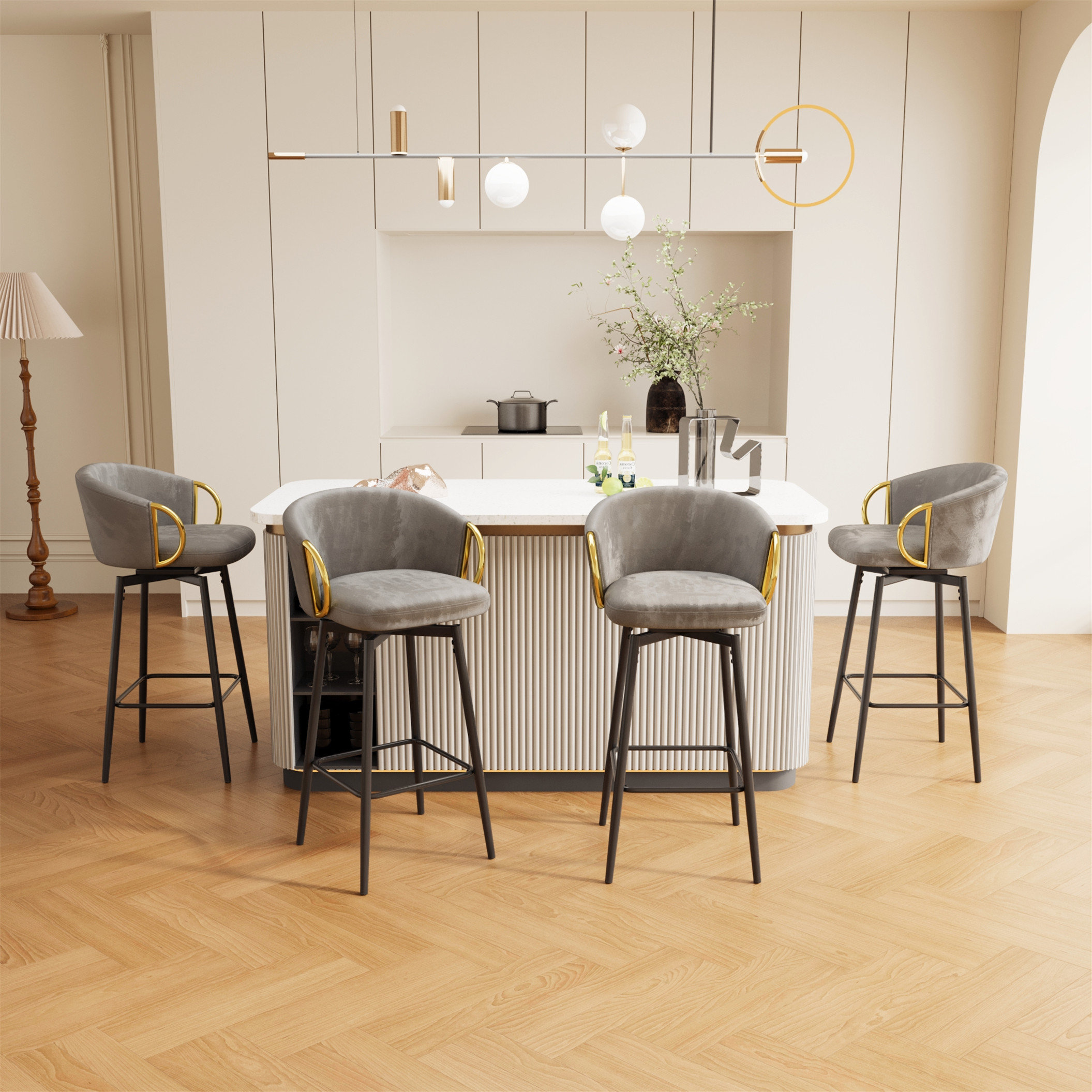 Corrigan Studio® Set of 4 Modern Swivel Dining Chairs with Comfortable ...