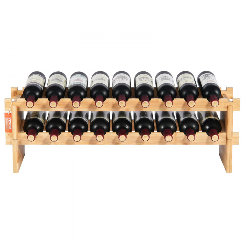 Ebern Designs 18 Bottle Stackable Modular Wine Rack Bamboo Wood Display ...