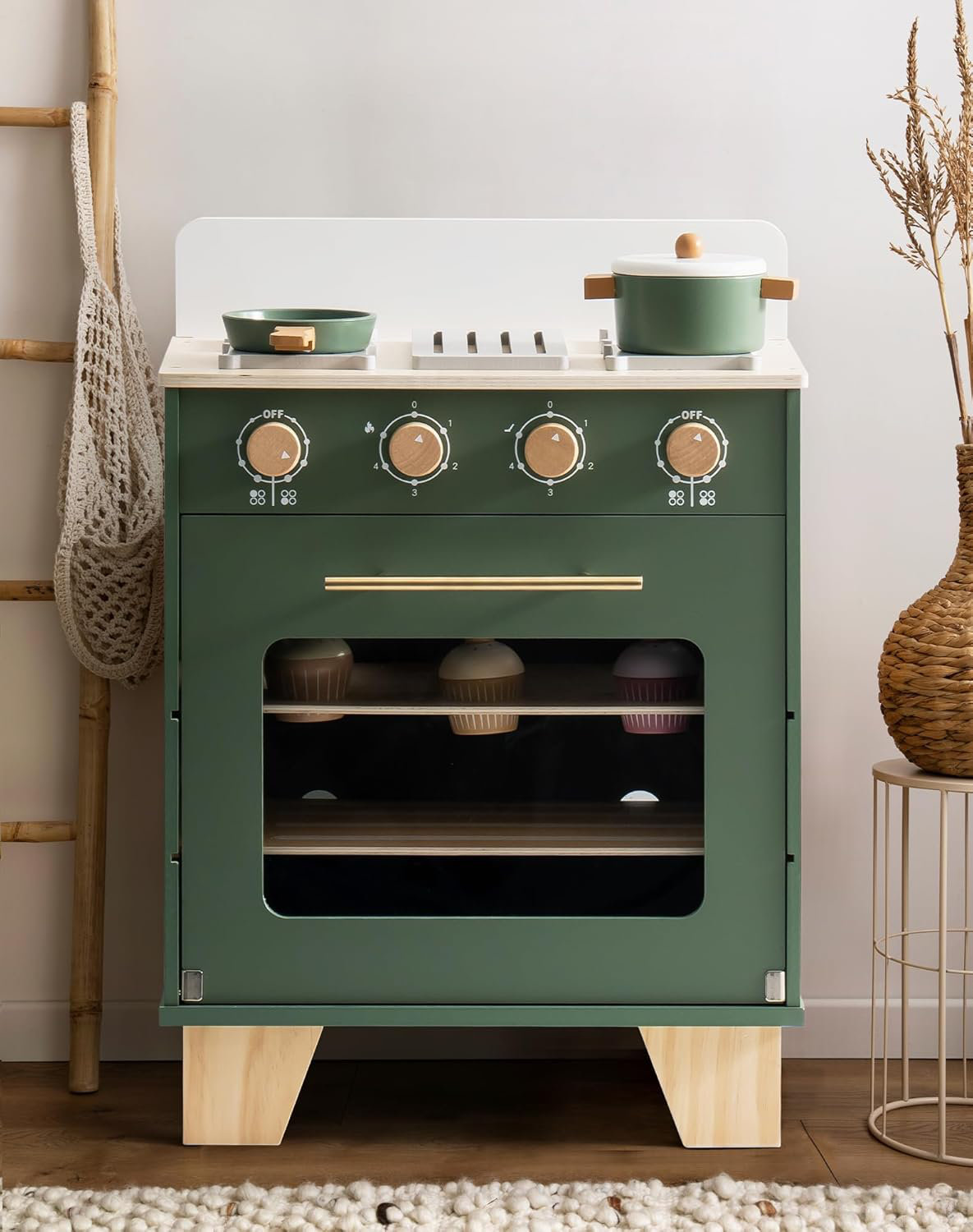 ROBUD Kitchen Playset, Wooden Oven Playset, Toddler Kitchen Set ...