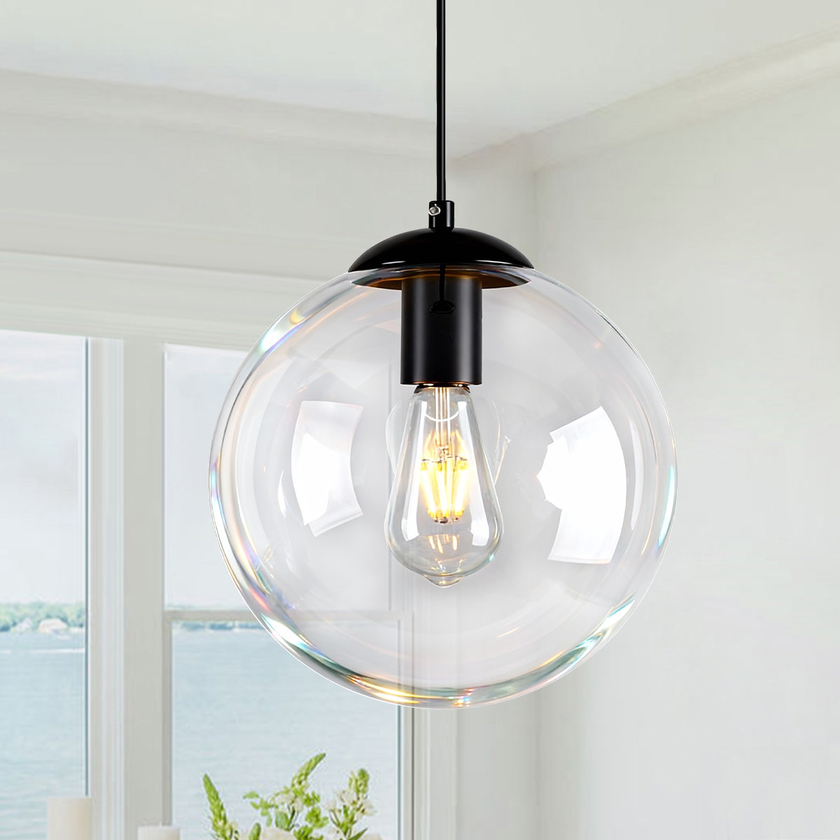 Ebern Designs 1-light 10'' Glass Globe Single Pedant Light | Wayfair