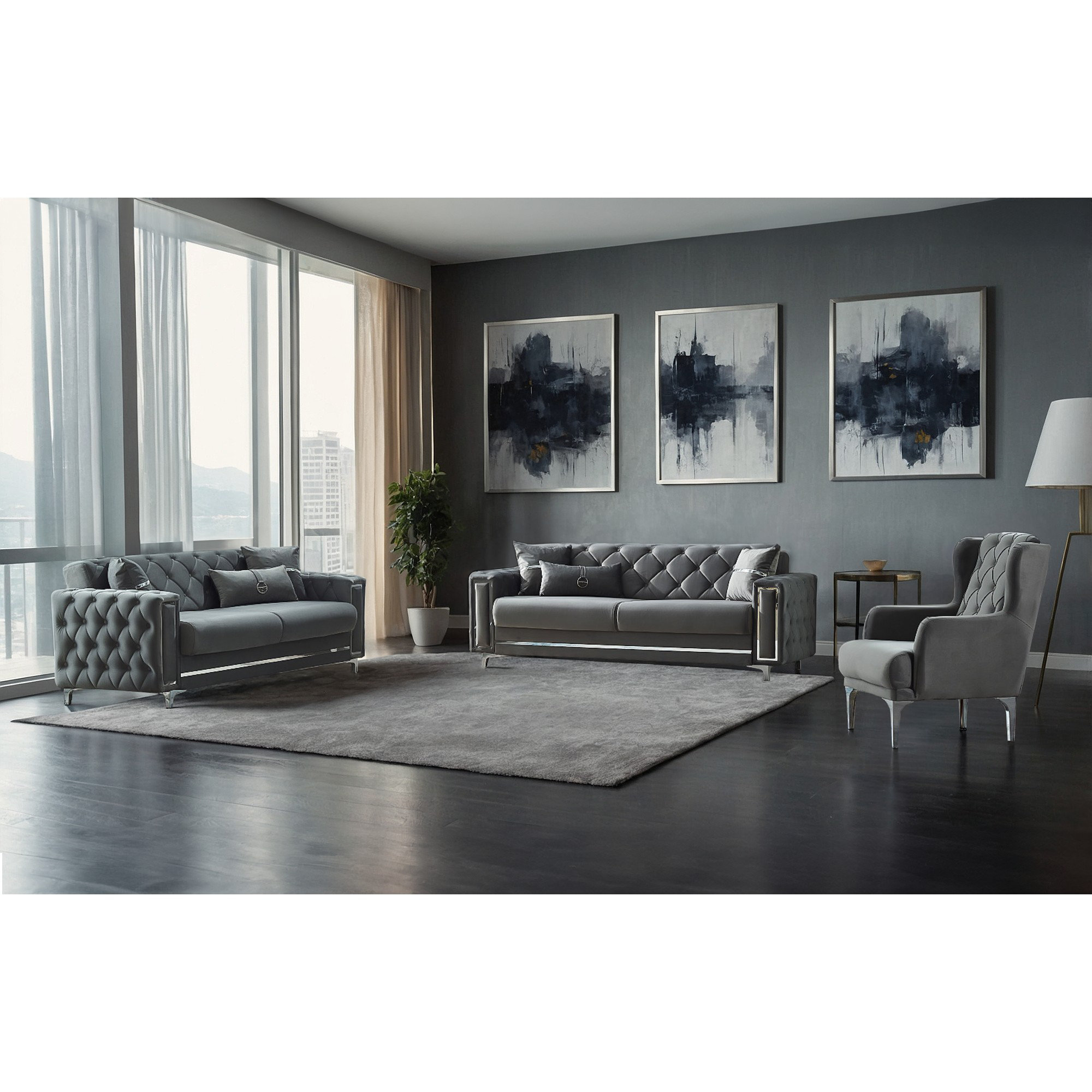 Everly Quinn Jadesha 3 - Piece Velvet Living Room Set & Reviews | Wayfair