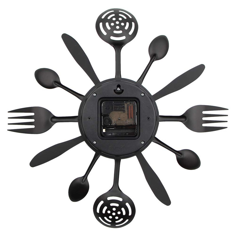 17 Stories Kitchen Cutlery Wall Clock with Forks and Spoons for Home ...