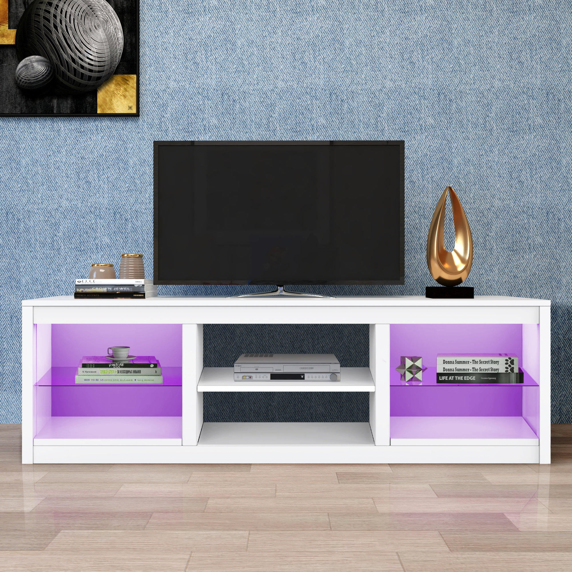 Wrought Studio™ Alcena 66'' LED TV Stand for TVs up to 75'', Gaming ...