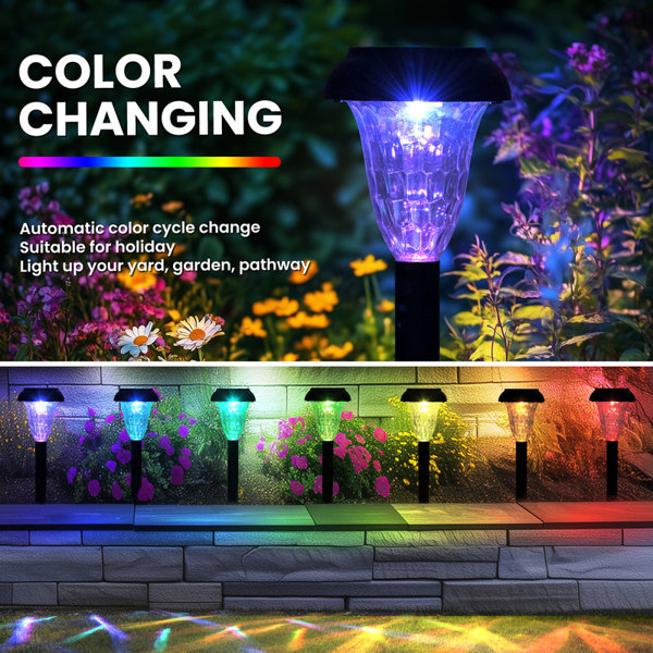 gigalumi 8 Pack Solar Pathway Lights, RGB Color Changing, IP65 ...
