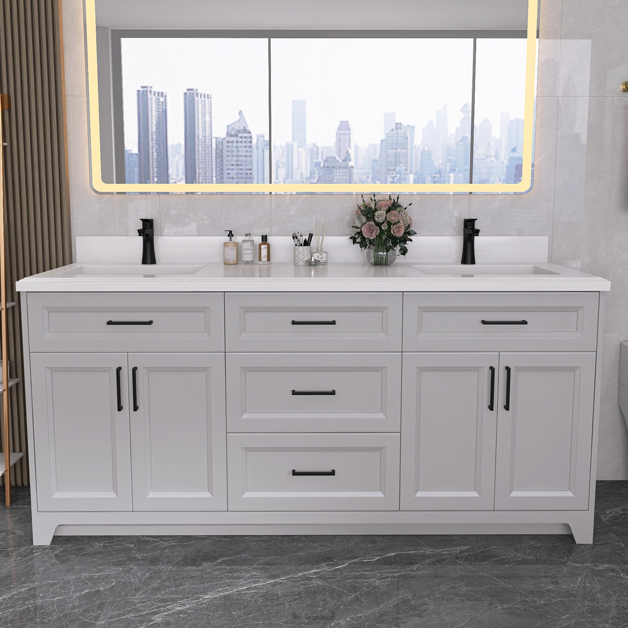 Red Barrel Studio® Emmay 72'' Free Standing Double Bathroom Vanity with ...
