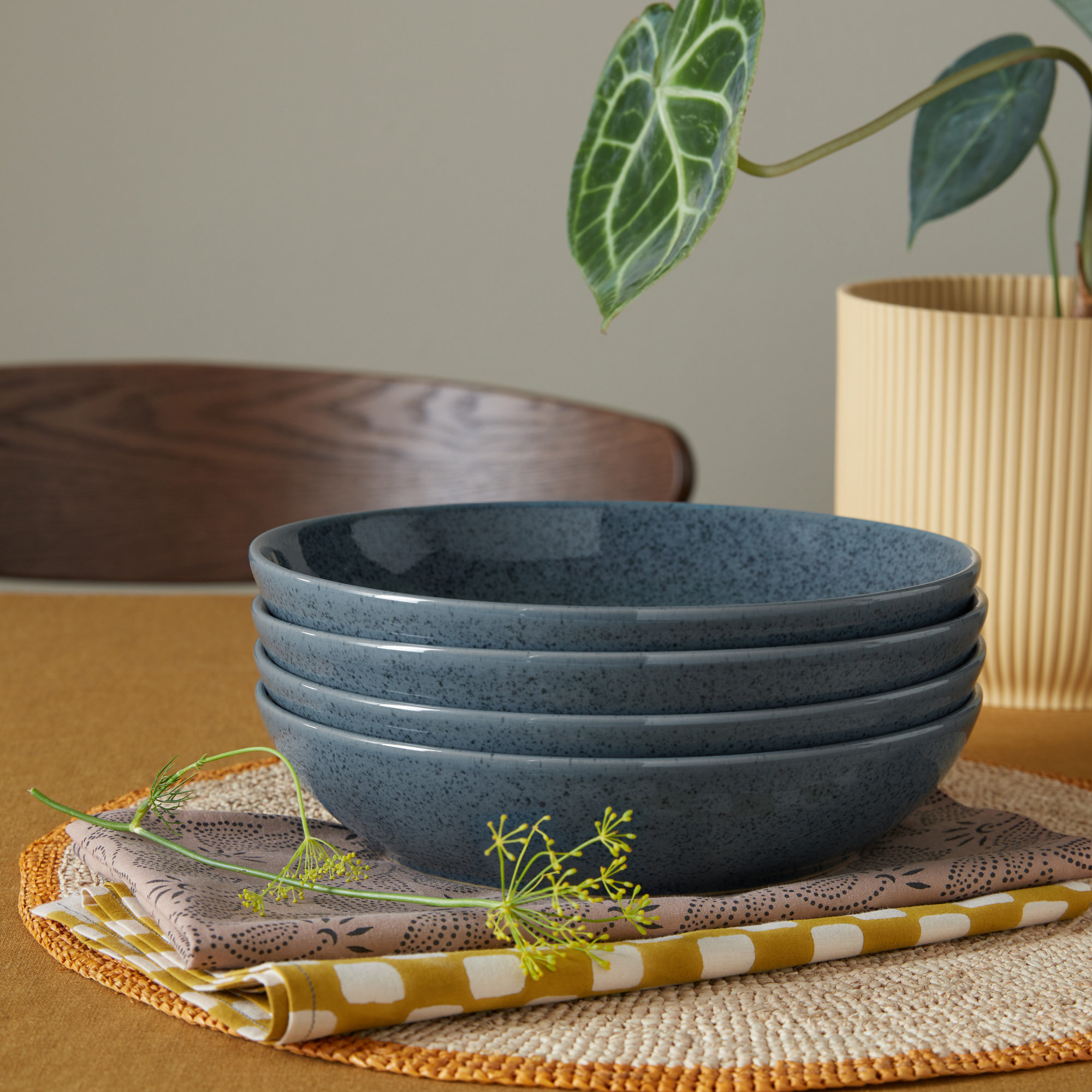 Denby Dark Grey Speckle Set of 4 Pasta Bowls | Wayfair