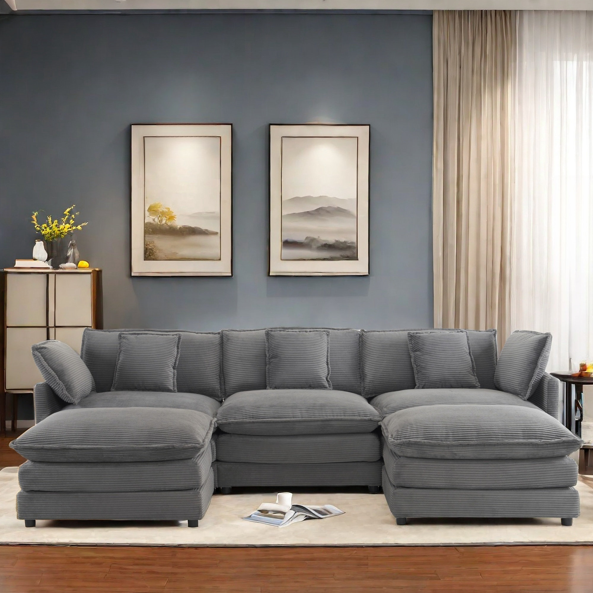 Latitude Run® Obritis With Side Pockets, 2 Movable Ottomans, Two-layer ...