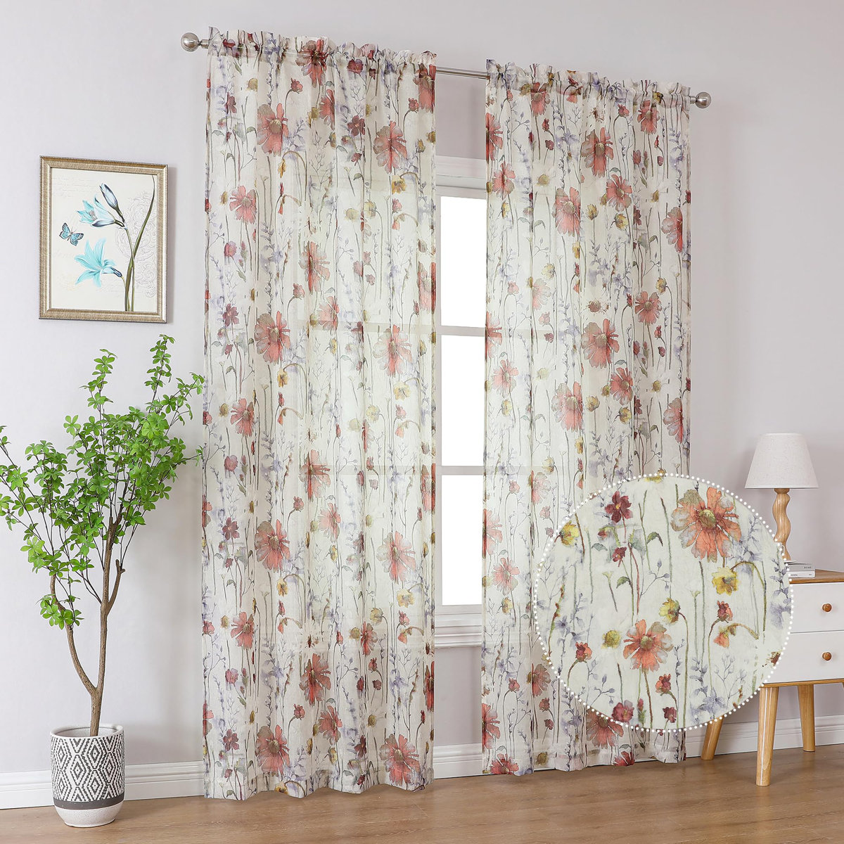 Alcott Hill® Crushed Sheer Curtains 84 Inch Length 2 Panels Set, Sheer ...