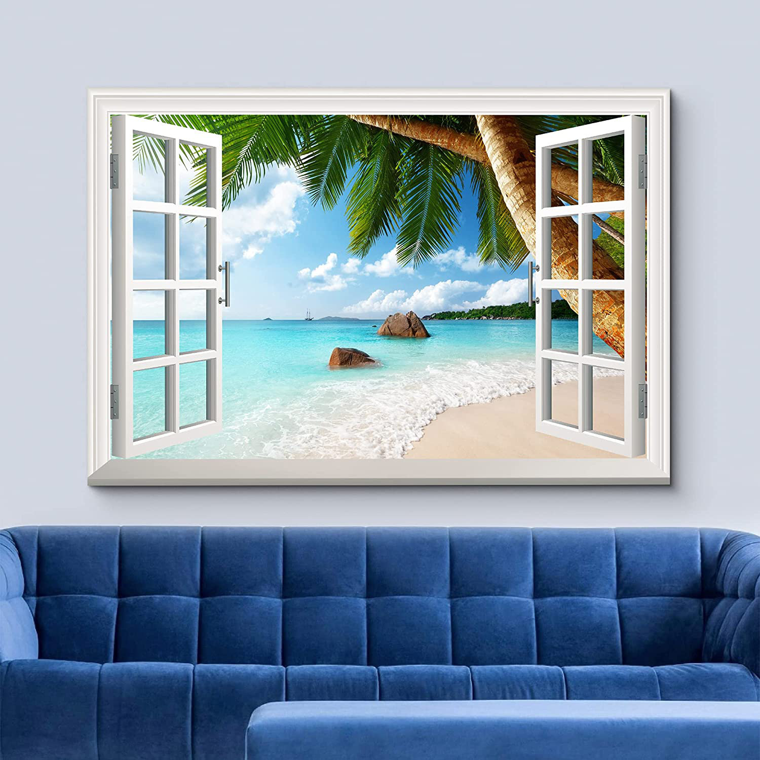 IDEA4WALL Window Scenery Beach on Praslin Island in Seychelles ...