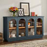 Winston Porter 4-door Large Storage Sideboard With Glass Doors, Arched ...