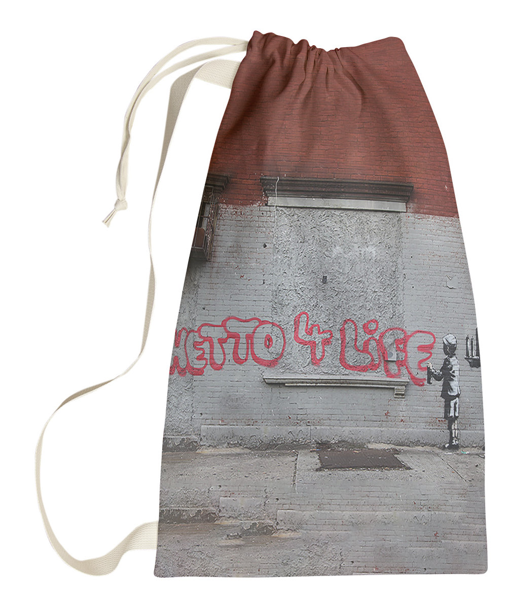 East Urban Home Banksy Graffiti Ghetto 4 Life Laundry Bag | Wayfair