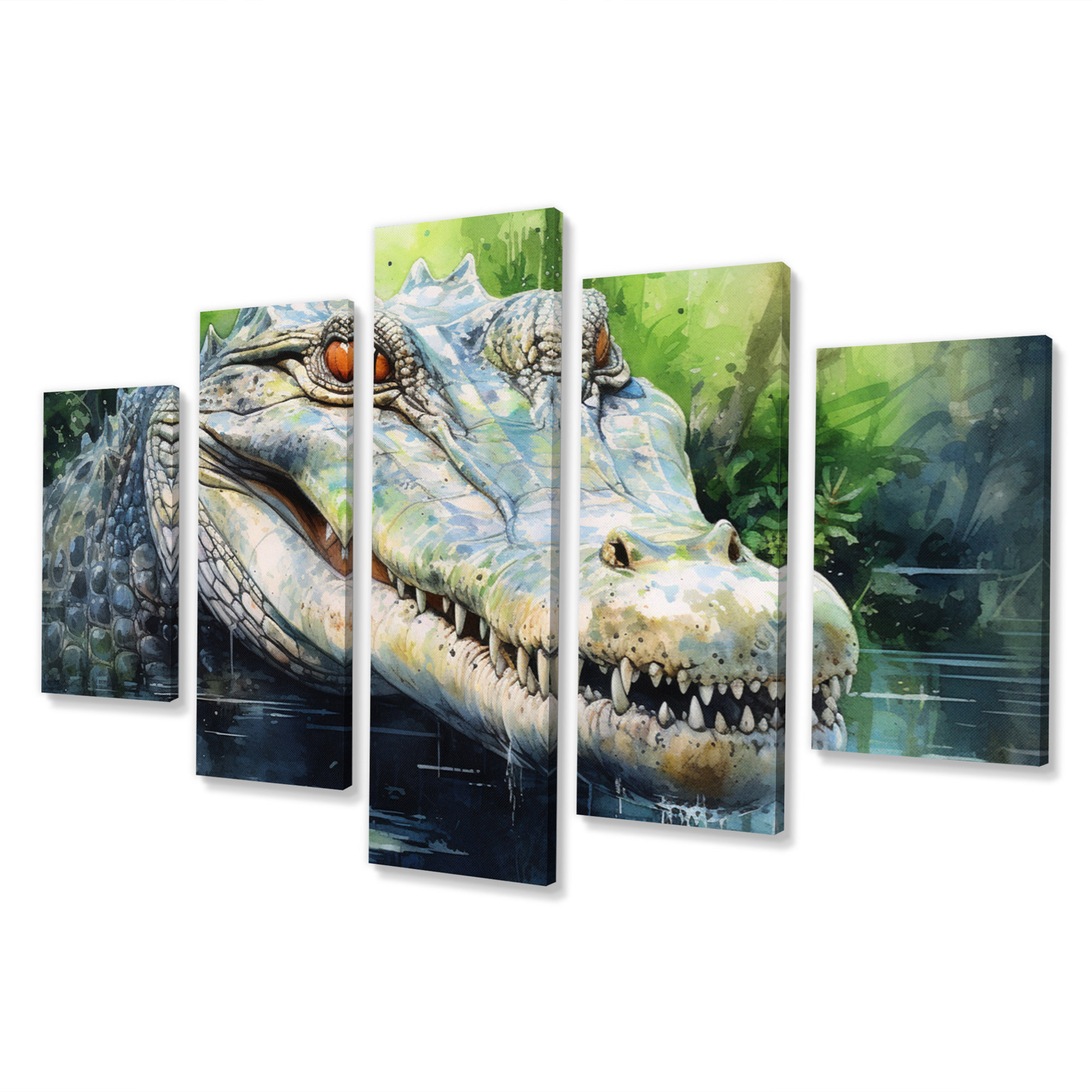 Design Art Majestic Crocs - Animals Canvas Print - 5 Panels | Wayfair