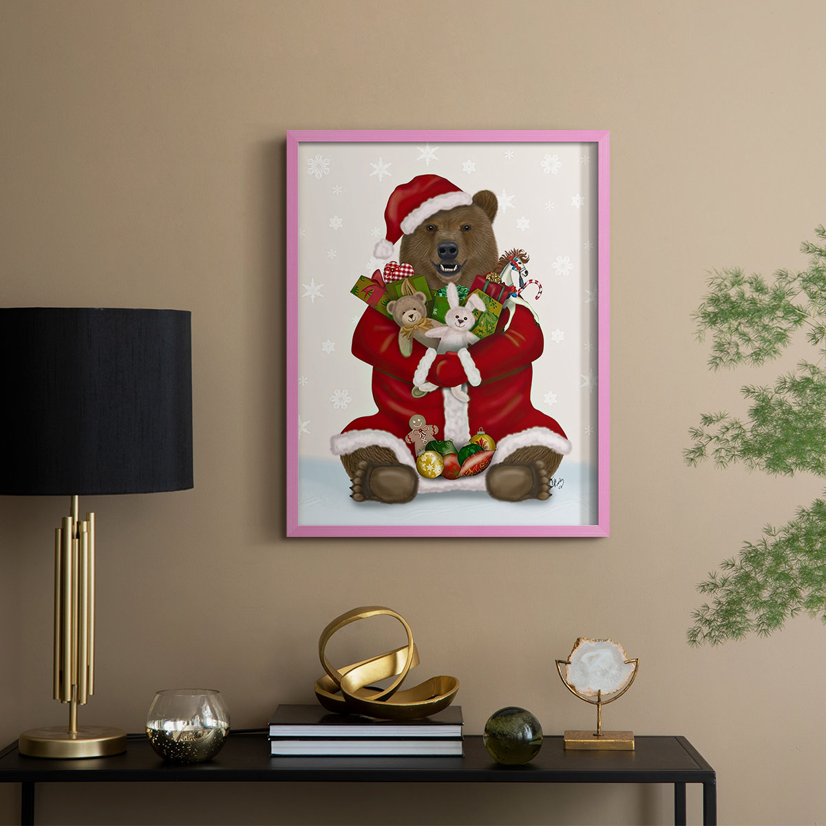 Ophelia & Co. Christmas Christmas Present Bear Hug Framed Print - Solid ...