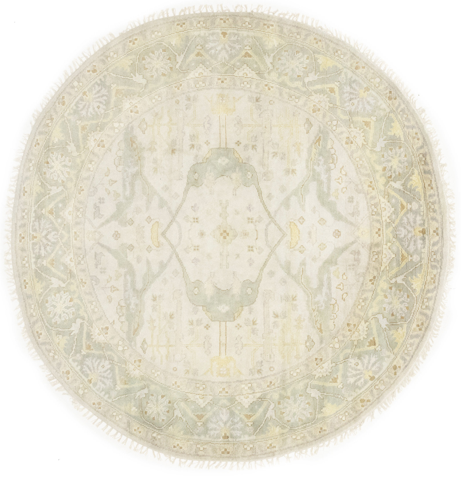 ADMINRUGS Muted Cream Traditional 8X8 Oushak Chobi Oriental Area Rug ...