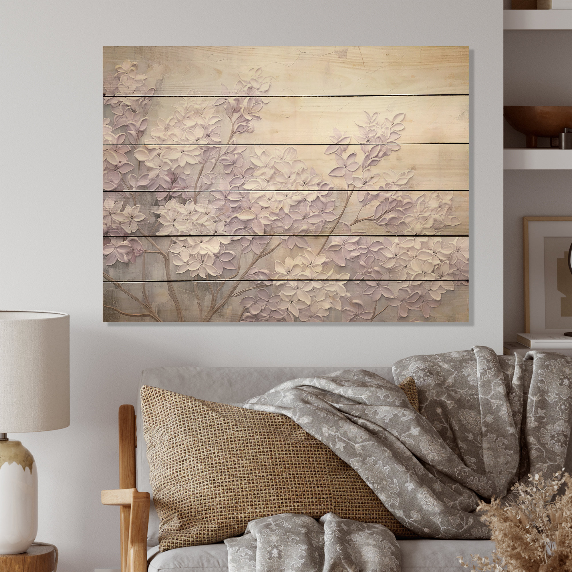 Lark Manor™ Blooming Lilac Melody I - Lilacs Wood Wall Art On Natural ...