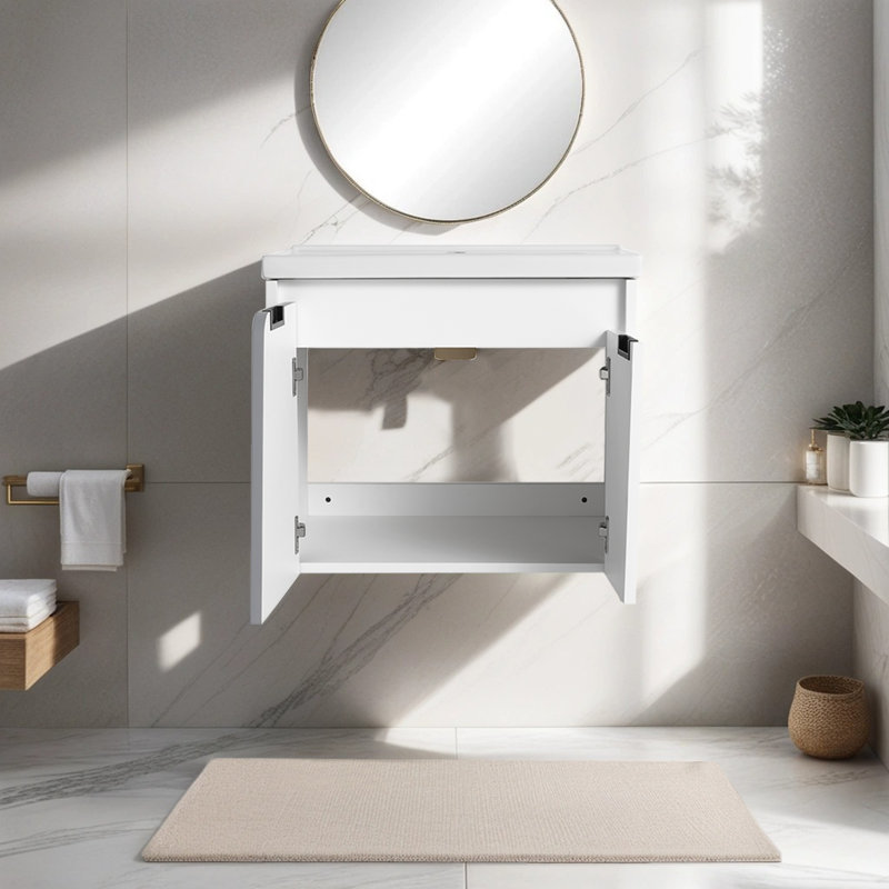 Hokku Designs Yasani 23.82'' Single Bathroom Vanity with Ceramic Top ...