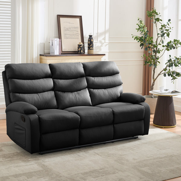 Latitude Run® Reclining Sofa With Soft Backrest And Seat,faux Leather ...