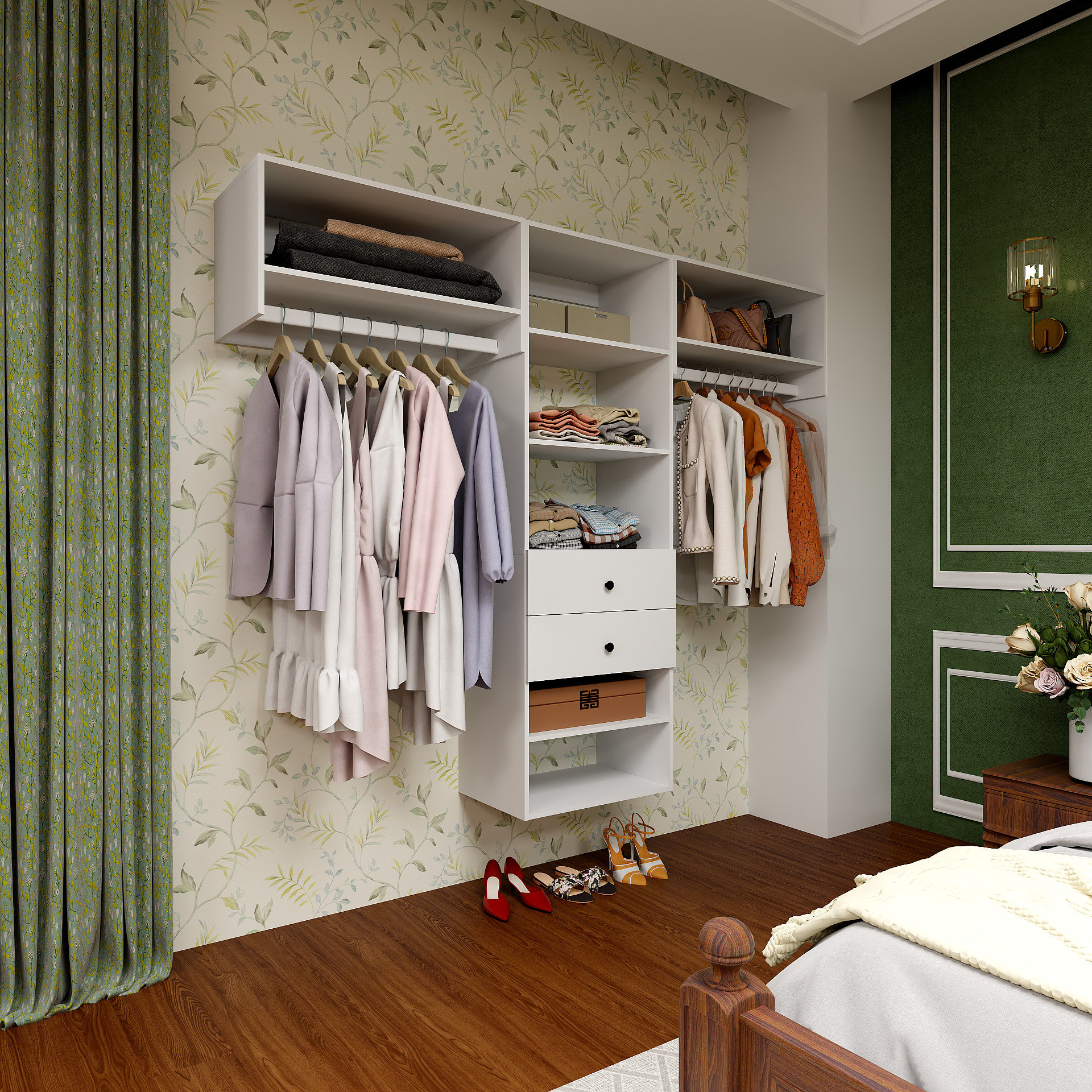 Latitude Run® White Corner Closet Organizers And Storage W/ Drawers ...