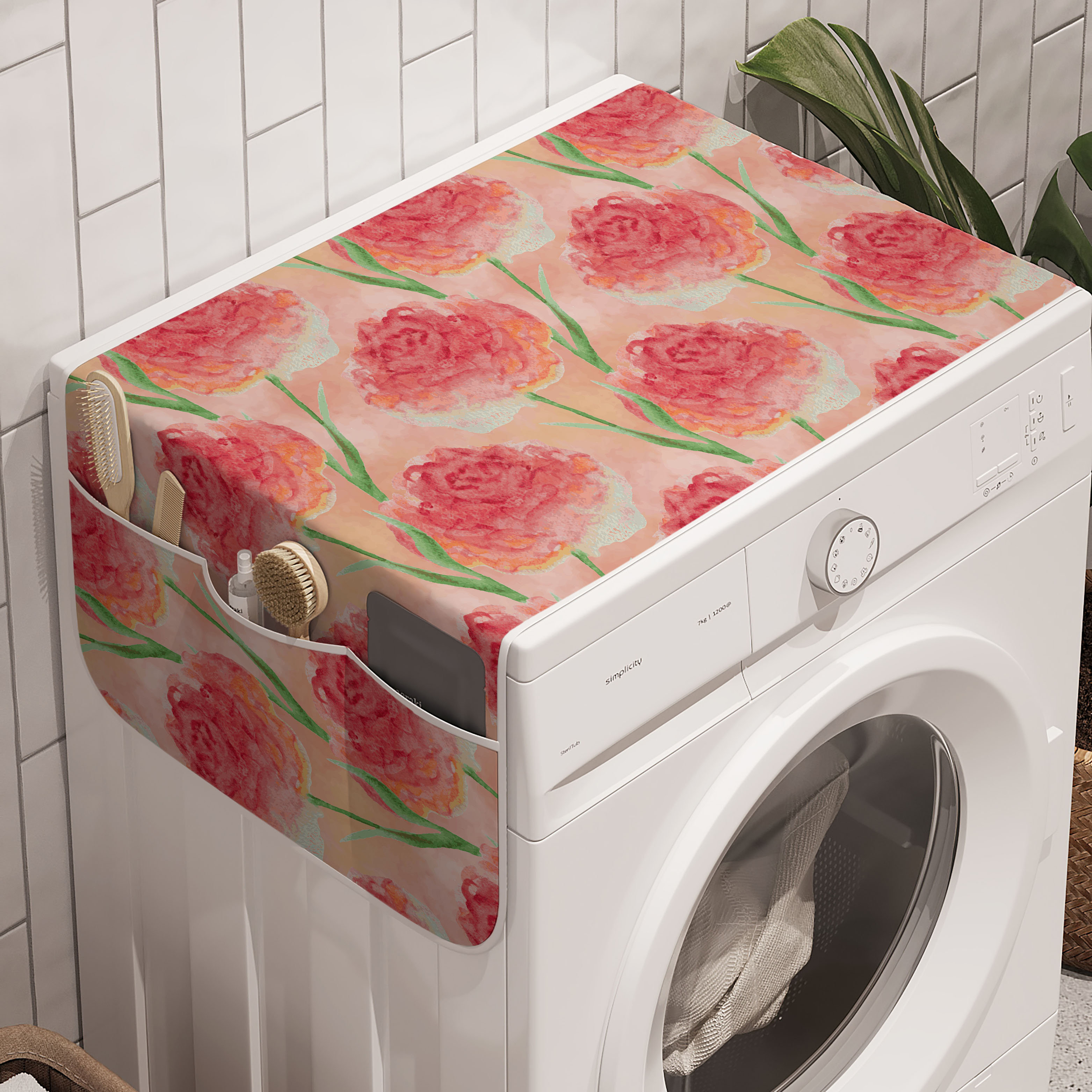 East Urban Home Roses Washing Machine Organizer Pack of 2 47" x 18.5 ...