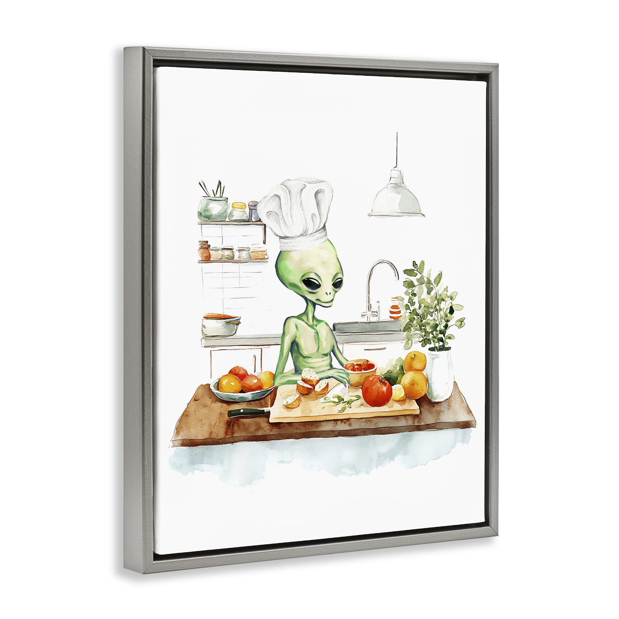 Dakota Fields Chef Alien in Kitchen Floating Frame, design by Lil' Rue ...
