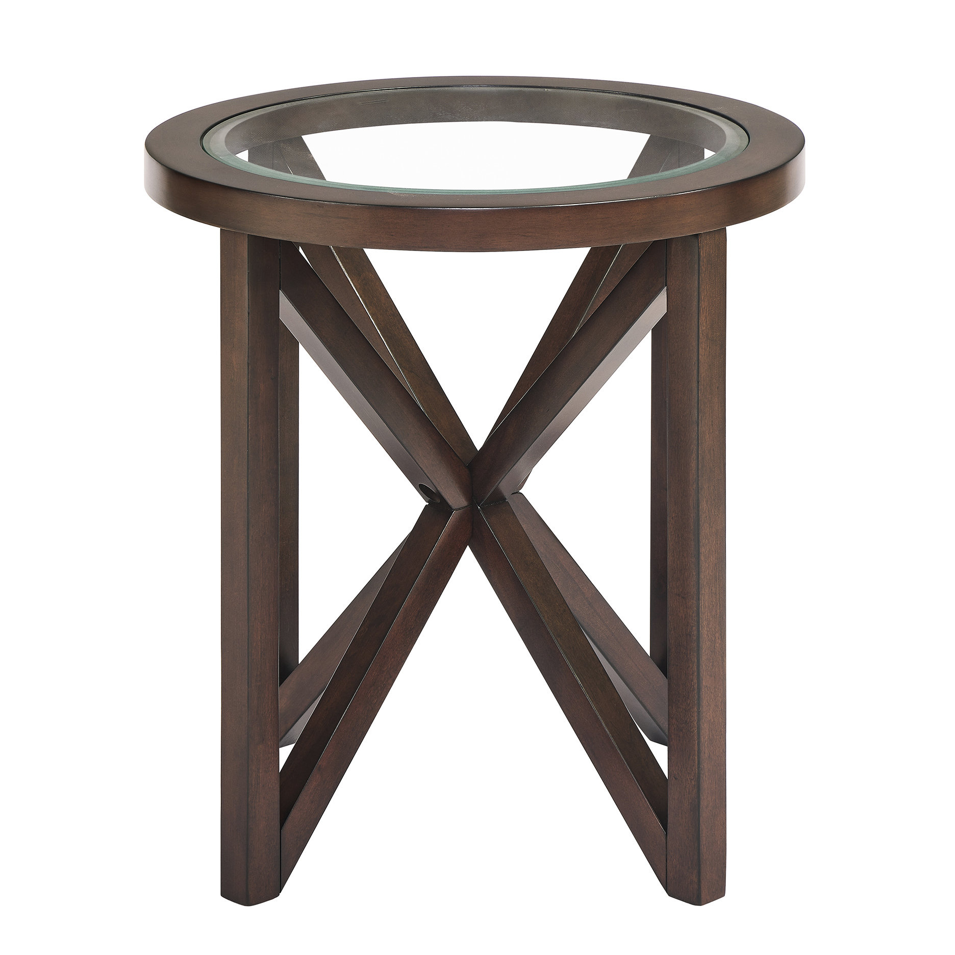 Latitude Run® Contemporary Round Coffee Table With Clear Glass Top And ...