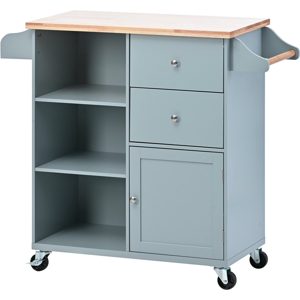 Winston Porter Kitchen Cart With 2 Drawers And 3 Open Shelves | Wayfair