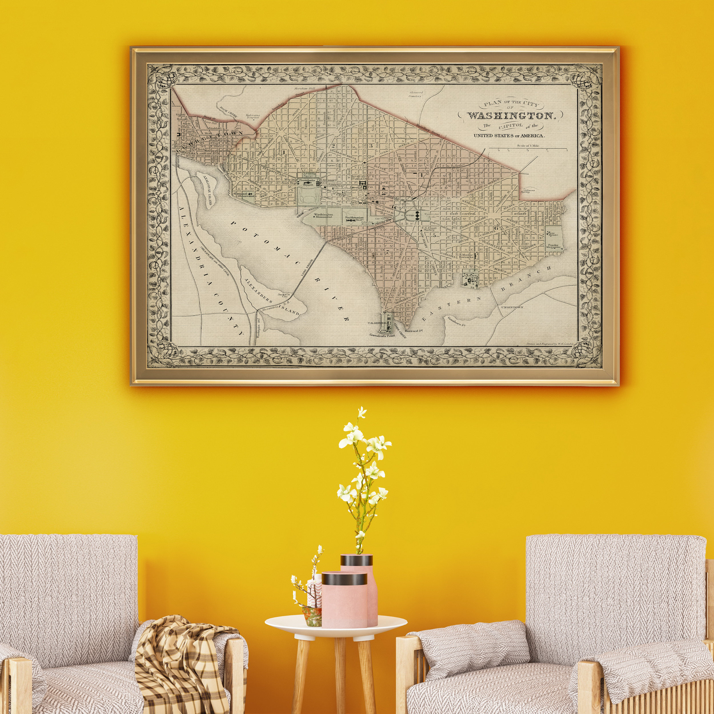 Trinx Plan of Washington DC - Picture Frame Print on Canvas - Wayfair ...