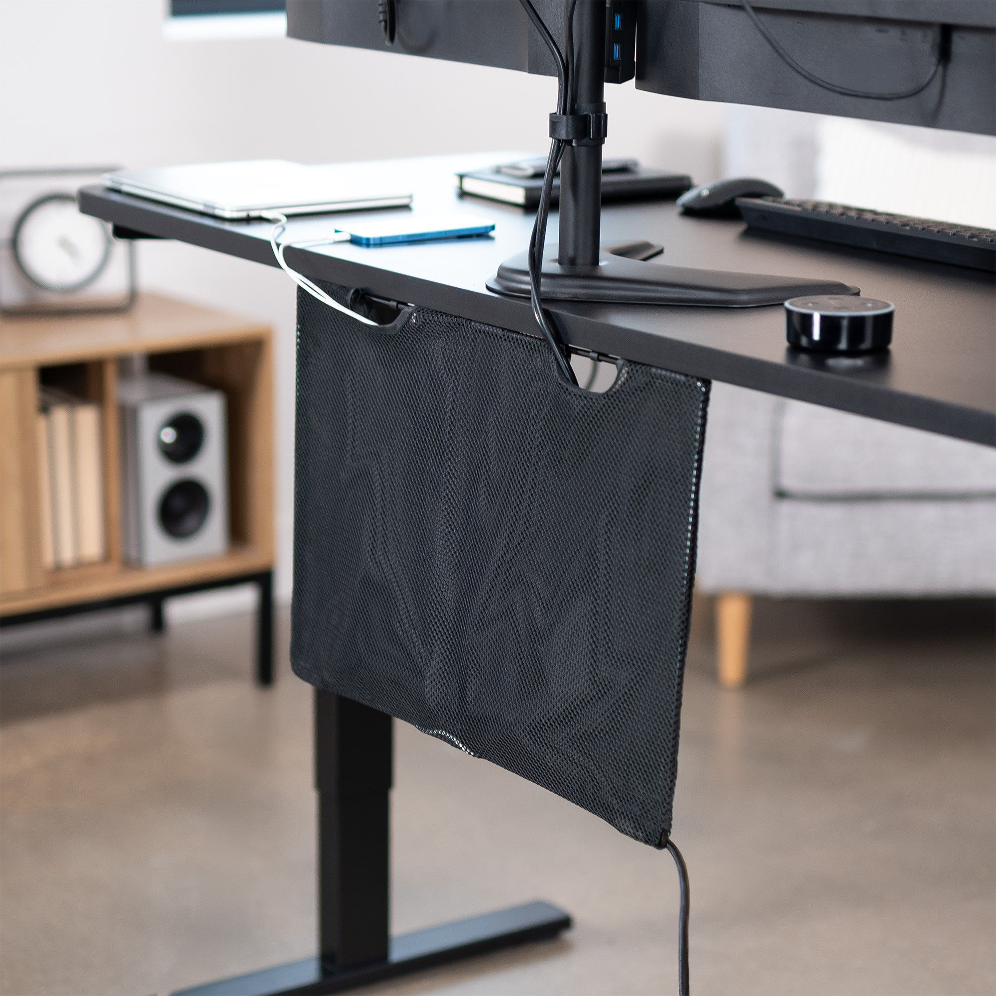 Vivo Black Under Desk Privacy & Cable Management Sleeve Panel | Wayfair