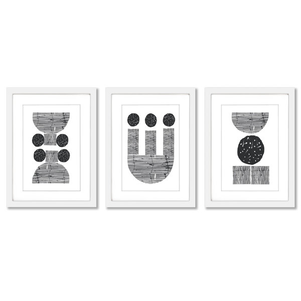 Ivy Bronx Hatch Marks Framed On Paper 3 Pieces by Roseanne Kenny Print ...