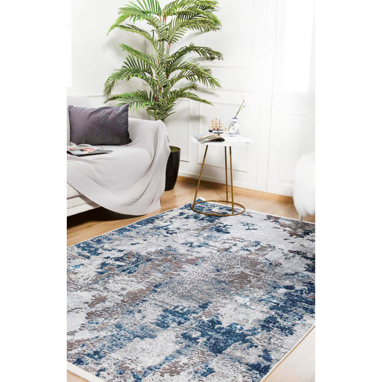 Williston Forge Ronaldo Modern Machine Woven Navy Area Rug | Wayfair.co.uk