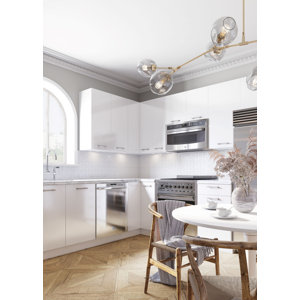 Cambridge White Gloss Slab Style Kitchen Cabinet Island End Panel | Wayfair