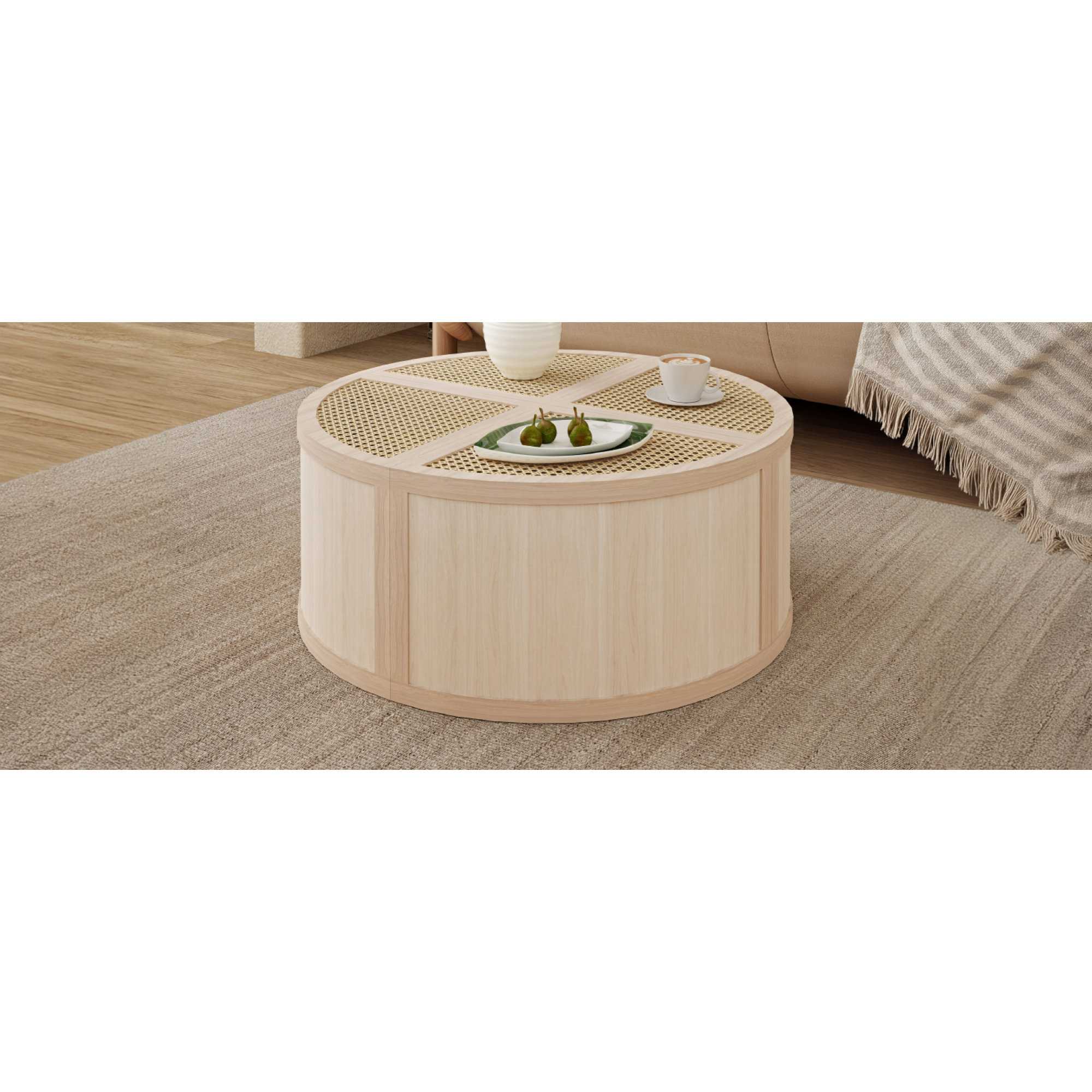 George Oliver Versatile Modular Coffee Table Light Natural Solid Wood ...