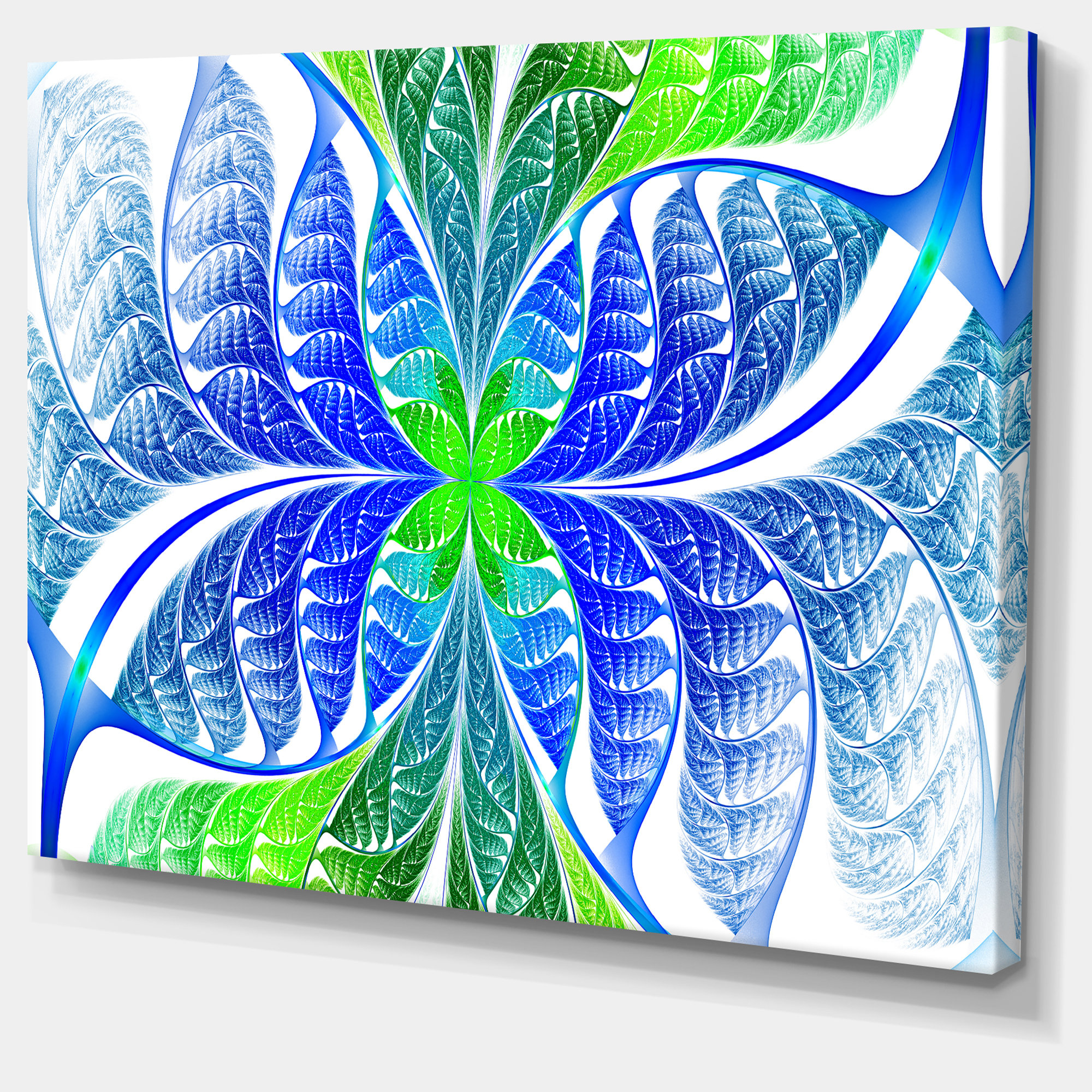 Design Art Green Blue Fractal Glass Texture - Wrapped Canvas Print ...