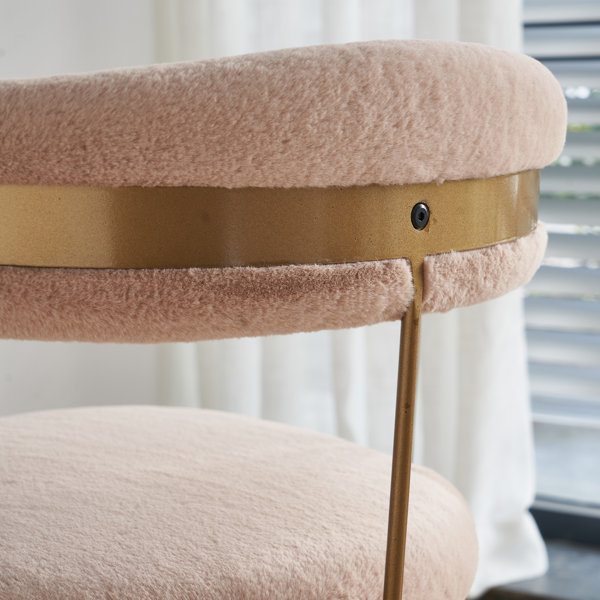 Everly Quinn 19.5" Faux Fur Accent Chair Golden Iron Base Classic ...