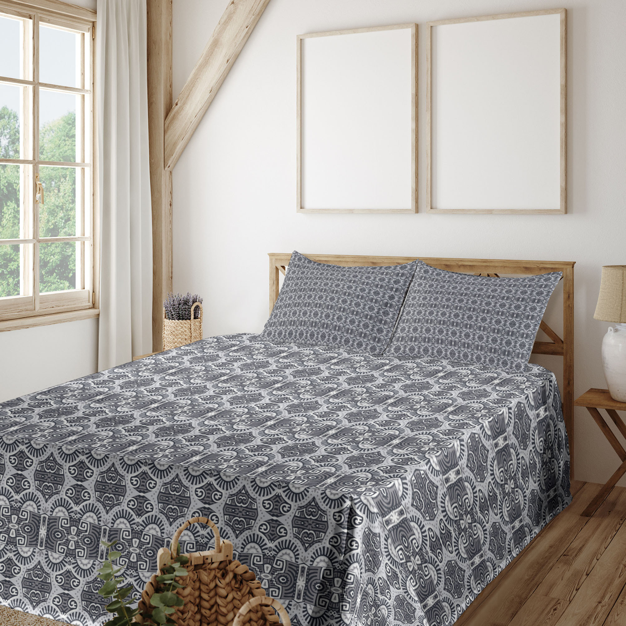 Ambesonne Ethnic Sheet Set 4 Pcs Tribal Motifs Dots Pattern Dark Blue ...