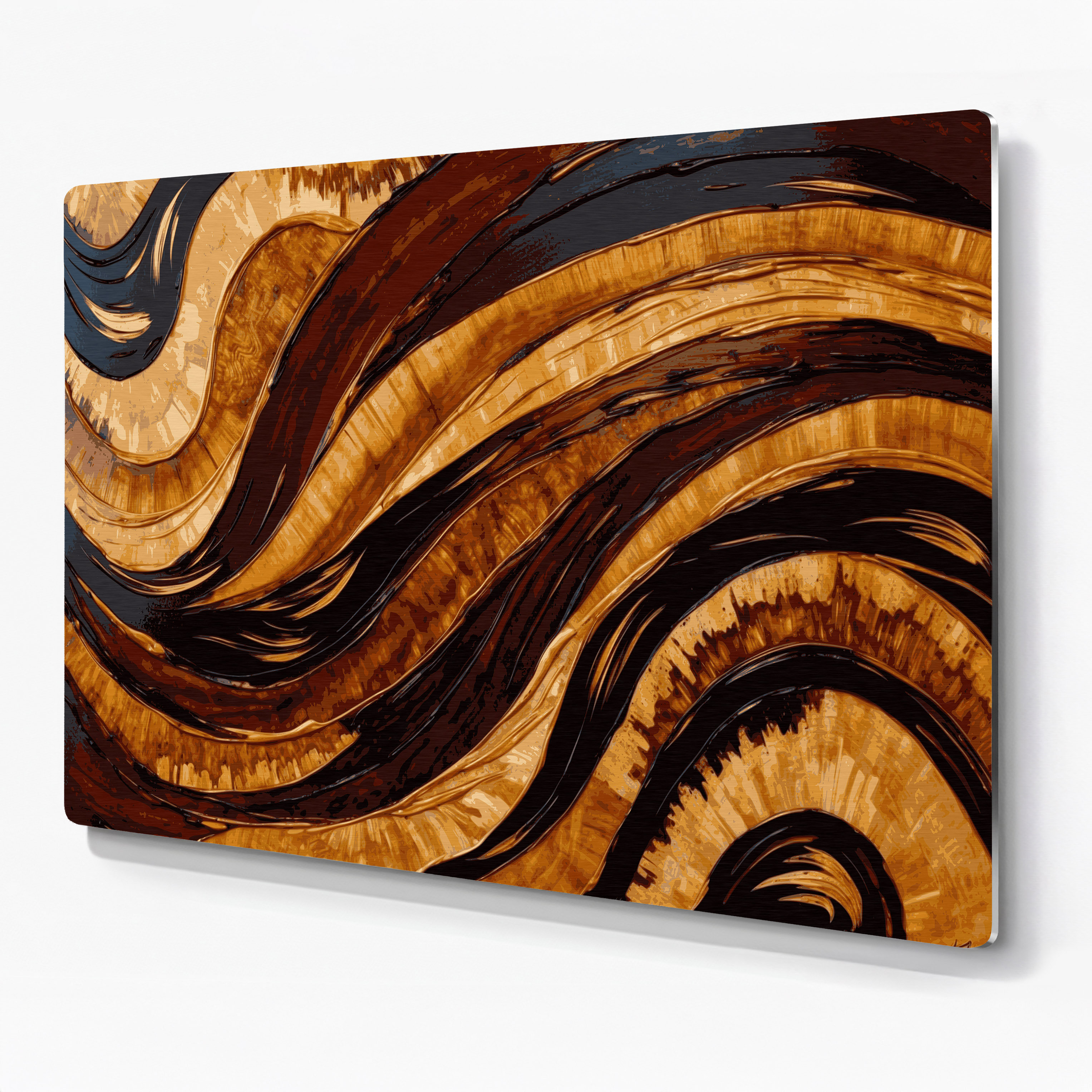 Hokku Designs Hawaiian Koa Wood Patterns Black Metal Wall Art | Wayfair
