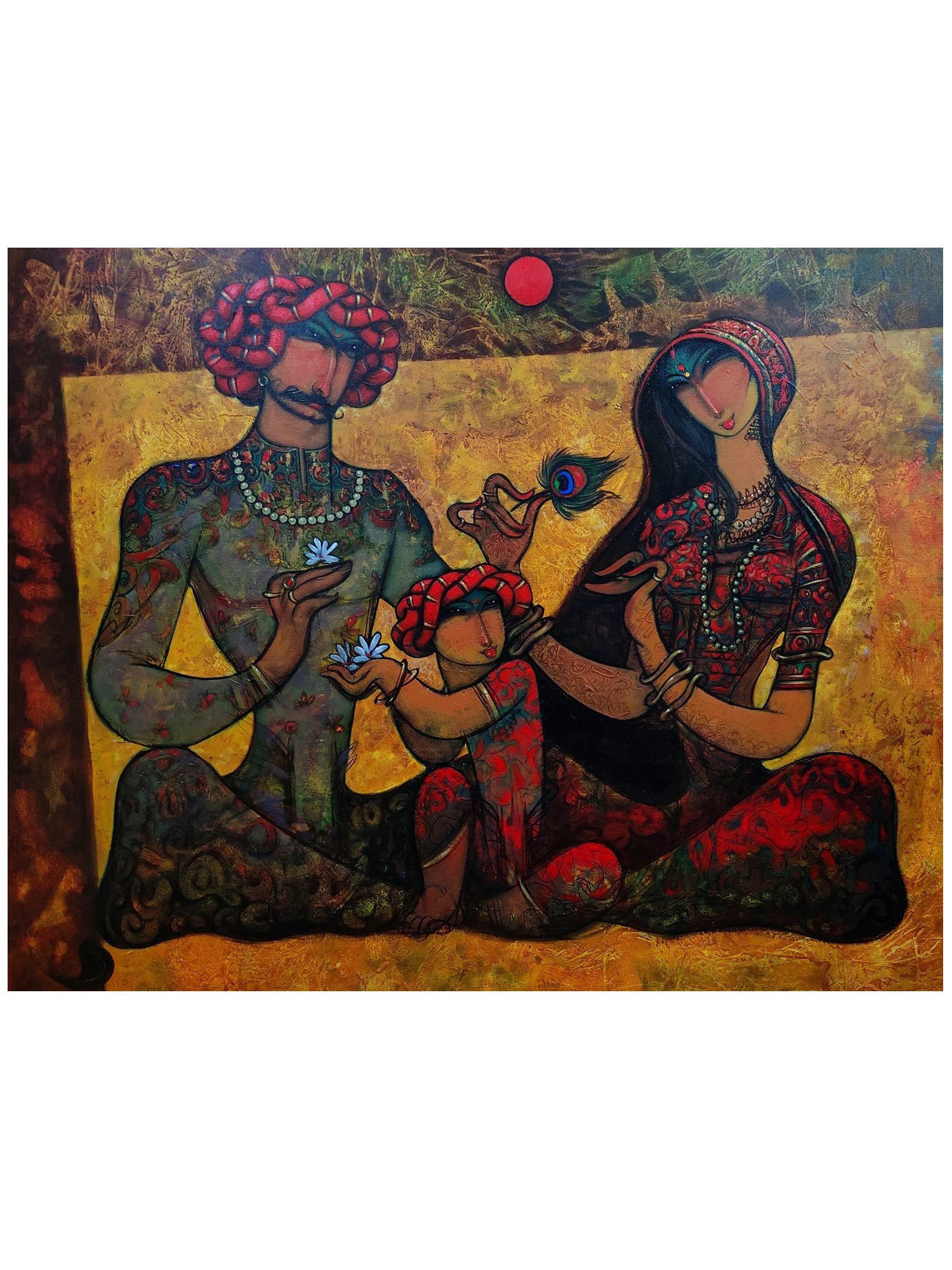 Exotic India Little Krishna With Nanda And Yashoda | Acrylic On Canvas ...