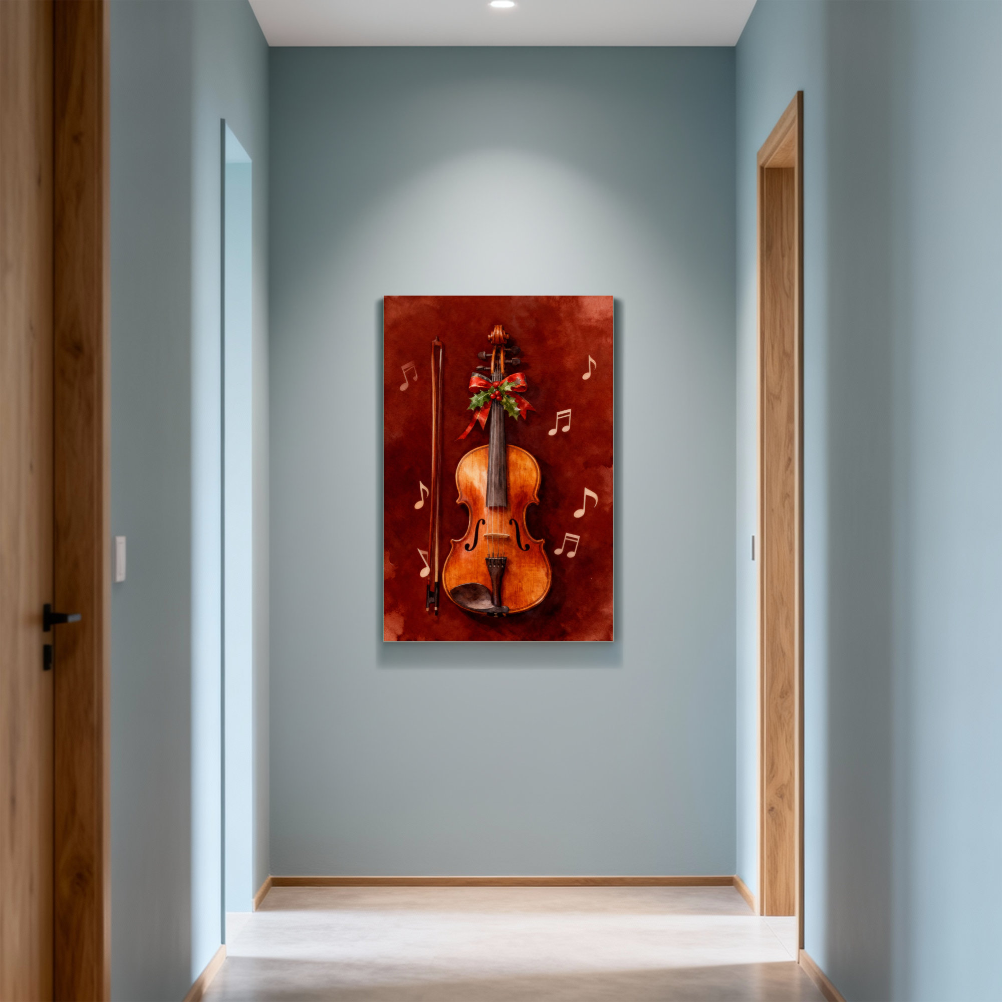 Canora Grey Christmas Violin With Bow And Musical Notes | Wayfair